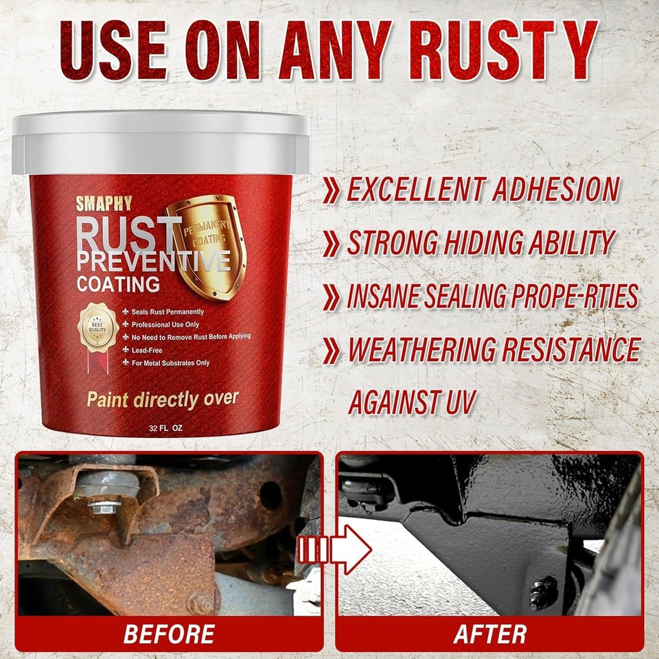 2-in-1 Rust Converter & Metal Primer Gloss Black, Rust Preventive Paint ...