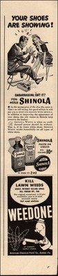 1943 Vintage ad SHINOLA shoe polish retro Art "Your shoes are showing ...
