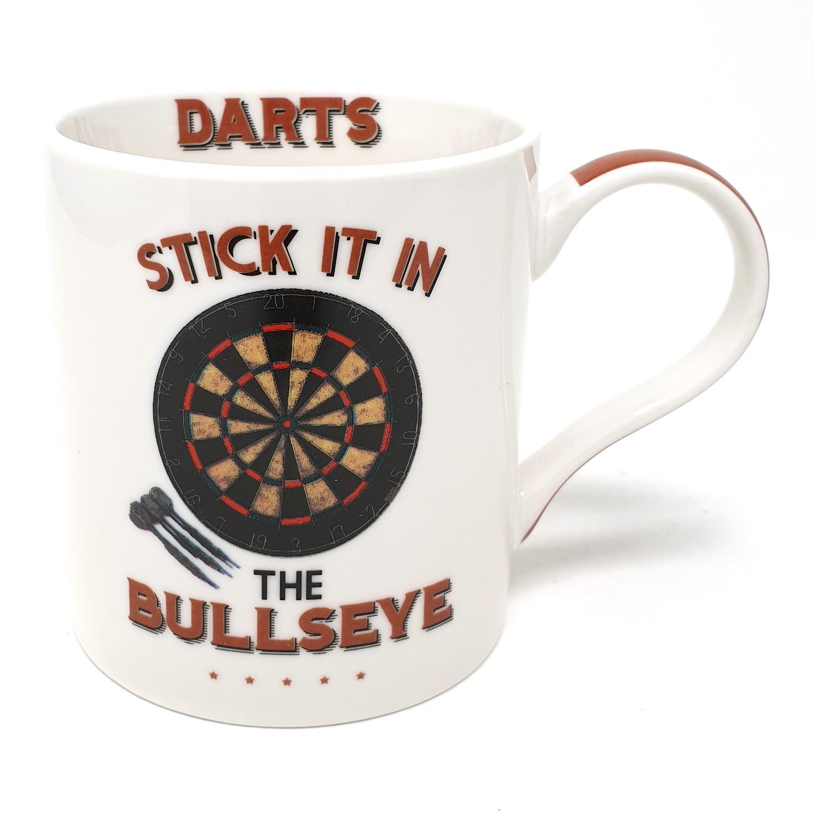 Darts Stick It In The Bulls Eye Sports Themed Fine China Mug Tea Coffee ...