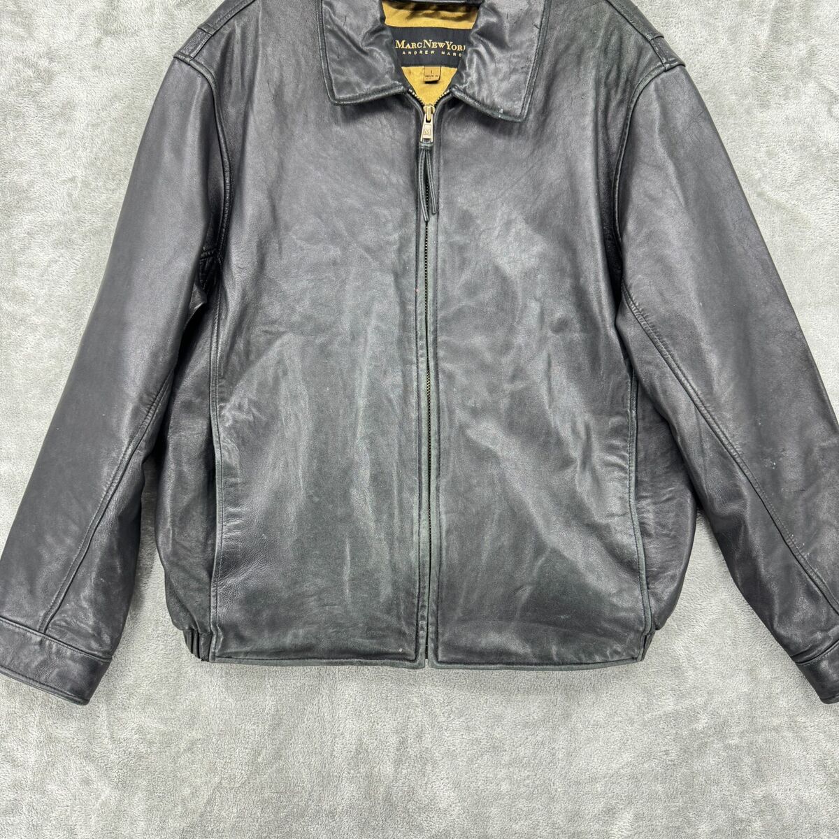 Marc New York Jacket Mens Large Soft Leather Full Zip Bomber Marc New York Jacket Mens Large Soft Leather Full Zip Bomber