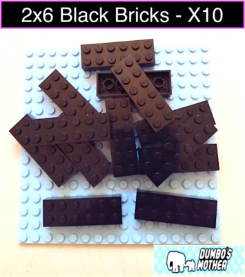 Lego Brick 2x6 Black Bricks Building Parts Lots of X10 | eBay