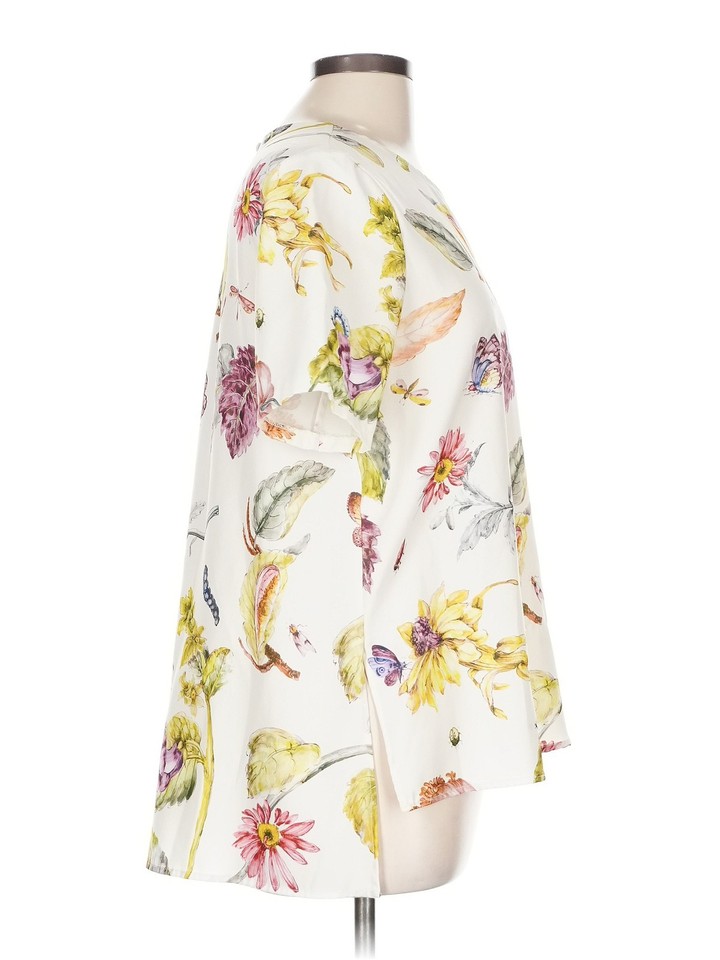 Adam Lippes Collective Women Ivory Short Sleeve Blouse 10 | eBay