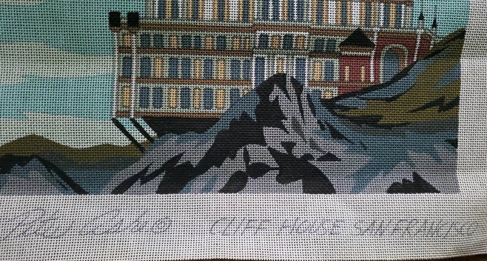 Vintage Needlepoint Canvas: San Francisco Cliff House (14.75 × 18.75 ...