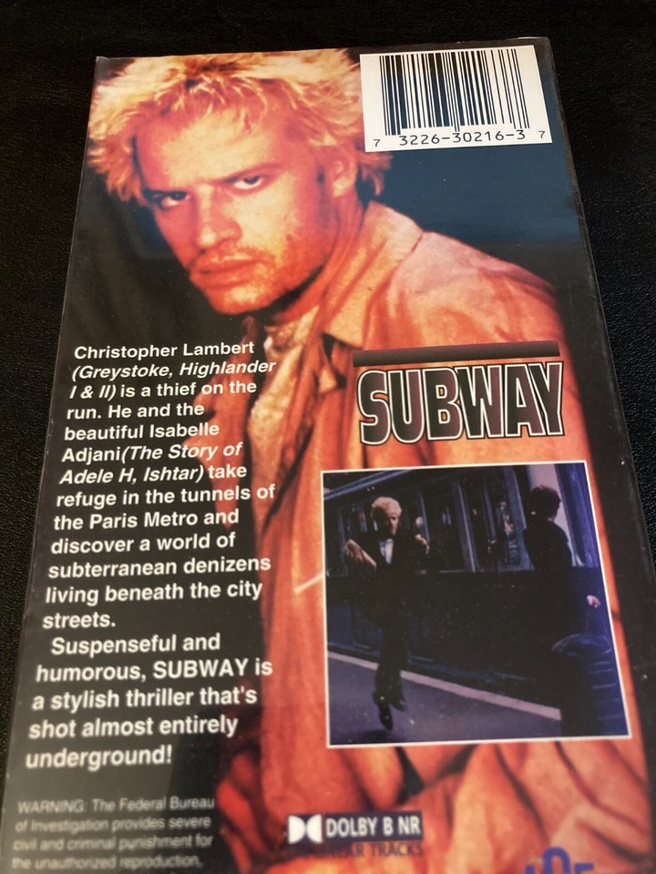 Subway (VHS, 1994)- Christopher Lambert, Isabelle Adjani - RARE OOP ...