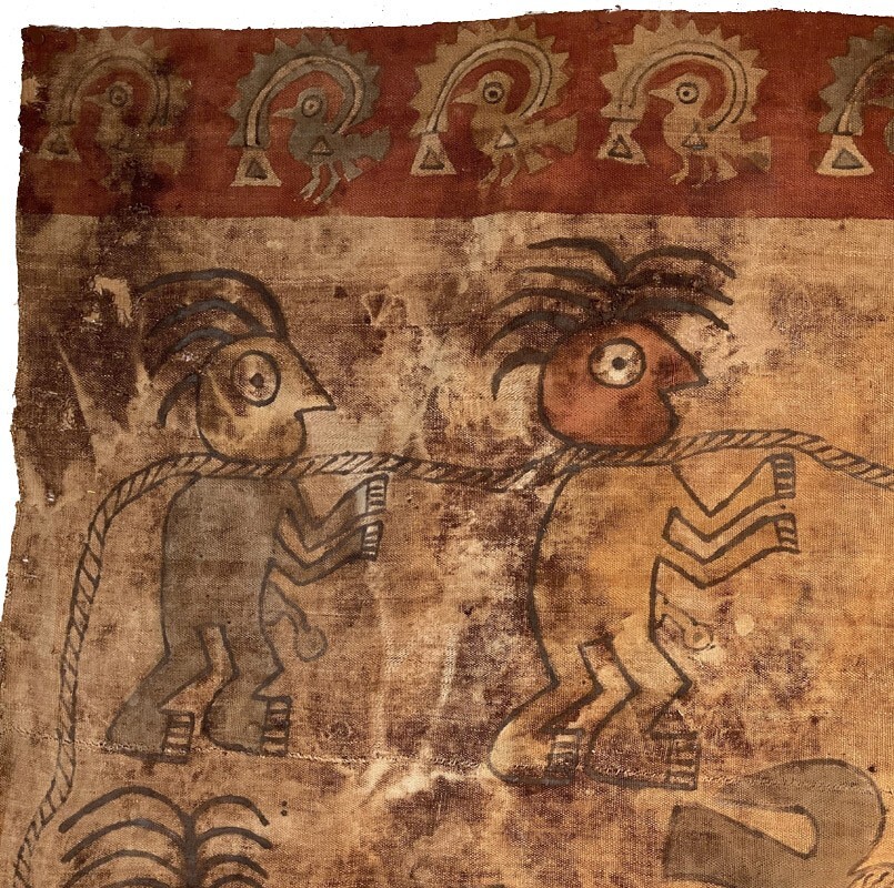 PRE-COLUMBIAN PERU, NORTH COST CHIMU PRISONER PAINTED TEXTILE PANEL | eBay