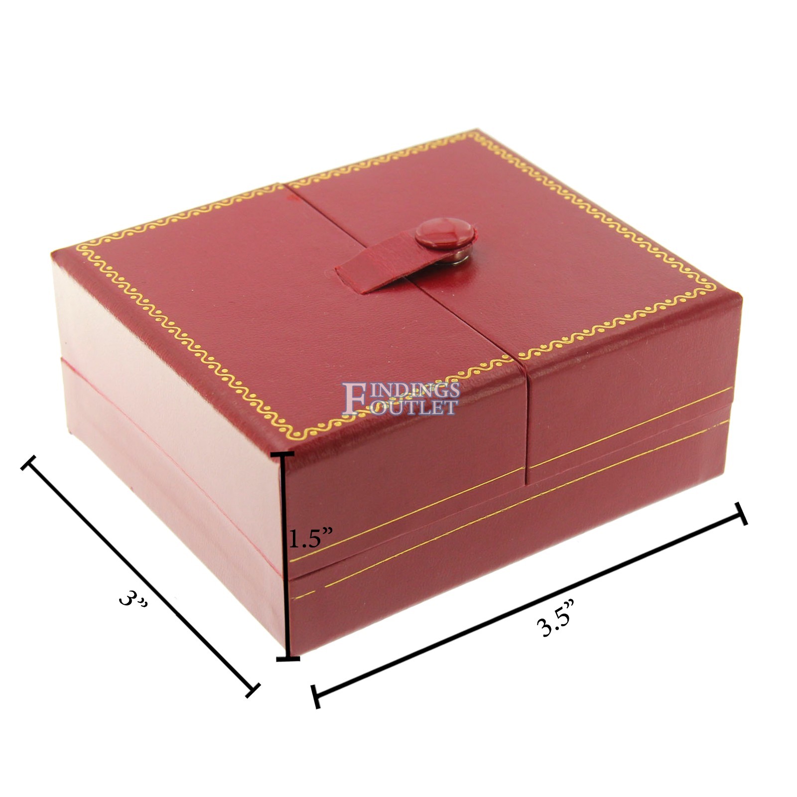 Red Faux Leather Charm Pendant Box Display Jewelry Gift Box Double Door ...
