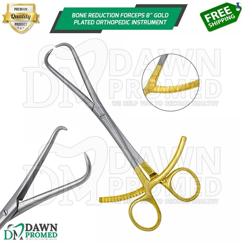 Bone Reduction Forceps 8" Curved Pointed Tips Gold Plated Orthopedic ...