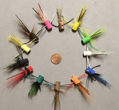 FOAM POPPERS 14 COLOR VARIATION SIZE 6 HOOK TOPWATER BASS TROUT FLY ...