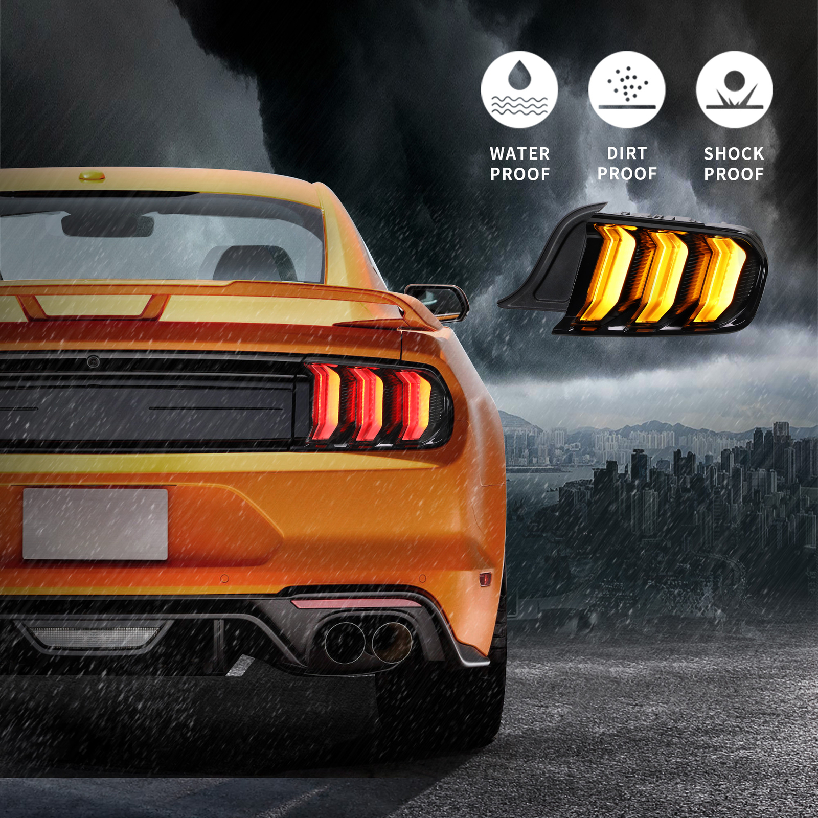 VLAND 5 Modes LED Smoked Tail Light For 2015-2021 2020 Ford Mustang ...