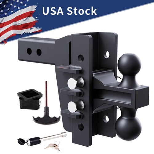 2.5" Receiver 6" Drop Adjustable Towing Hitch Dual Ball Mount Trailer ...
