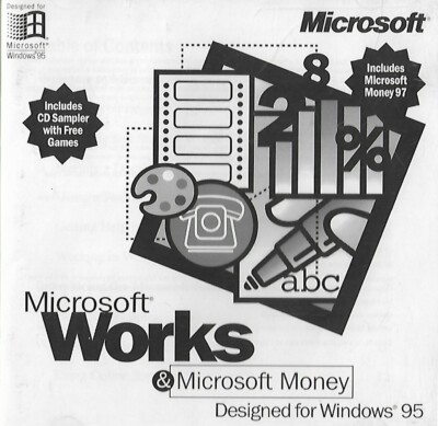 Microsoft Works & Money 97 with Games Sampler Word Windows PC CD-ROM ...