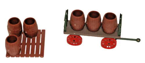 Wagon And Barrels Figures, O O-27 Gauge, For Lionel Marx Train Layout ...