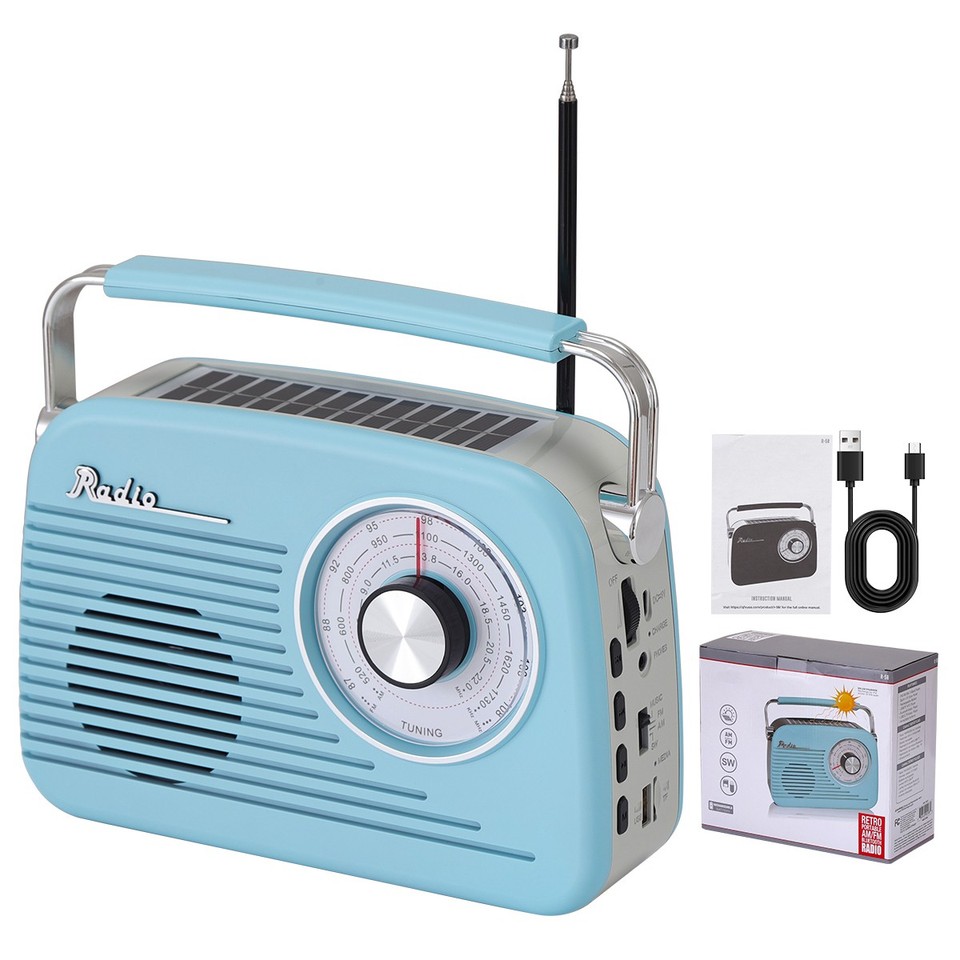 Portable AM FM SW 3 Band Radio Rechargeable Bluetooth Speaker USB/AUX ...