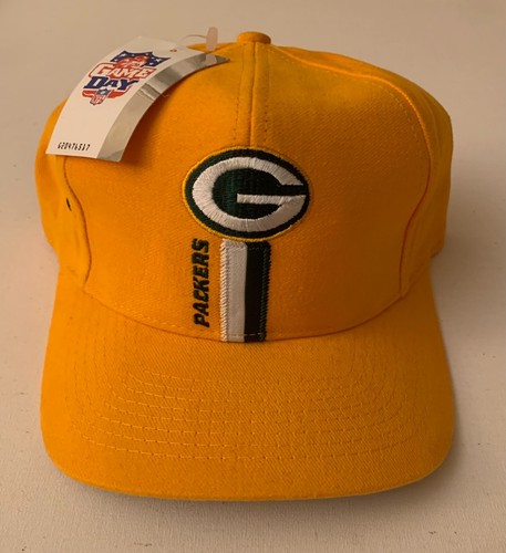 Vintage New Yellow 90s Green Bay Packers Logo 7 Snapback Hat Game Day ...