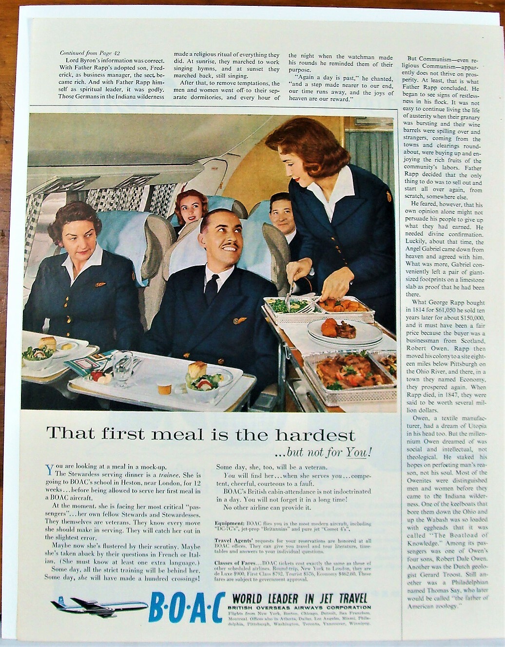 Vtg 1959 BOAC British Overseas Airways Meal Time 1st Class Cabin Photo ...