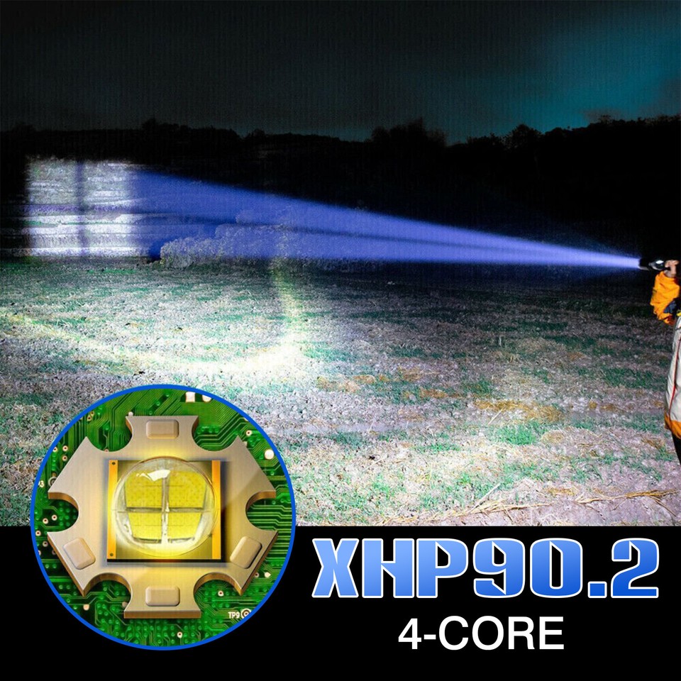 Super Bright 9900000LM XHP90.2 LED Flashlight Rechargeable Powerful ...