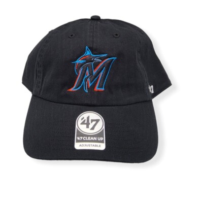 '47 Miami Marlins Clean Up Black Adjustable Strap Hat Dad Cap | eBay