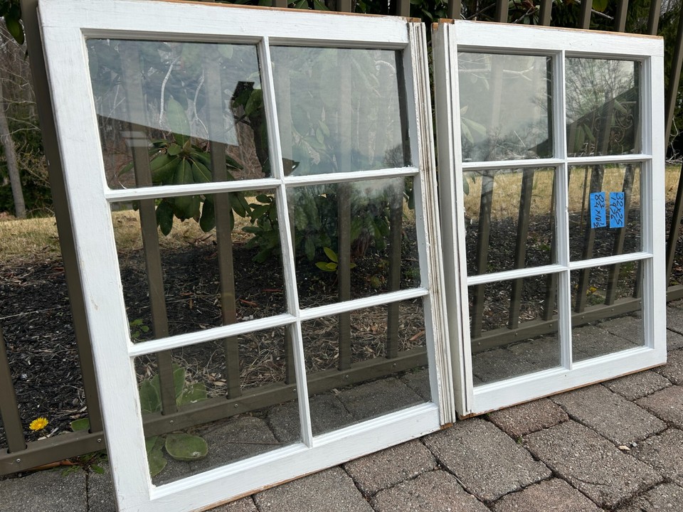 2 - 32 x 25 Vintage Window top sashes old 6 pane Frame 1976 Arts ...