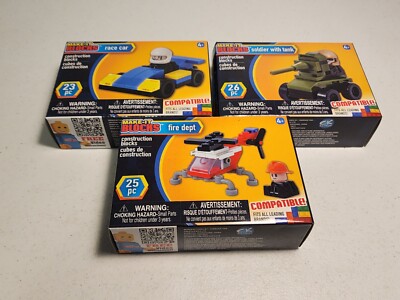 Make-It Blocks Lot of 3 Race Car Fire Department & Soldier With Tank | eBay