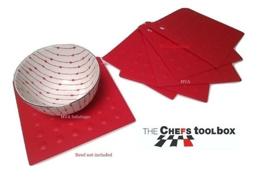 Chefs Toolbox 4x Silicone Heat Resistant Square Pot 17cm x 17cm Trivet ...