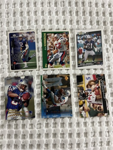 NE Patriots 6 Card Lot / LB Ted Johnson, WR Bethel Johnson, WR Shawn ...