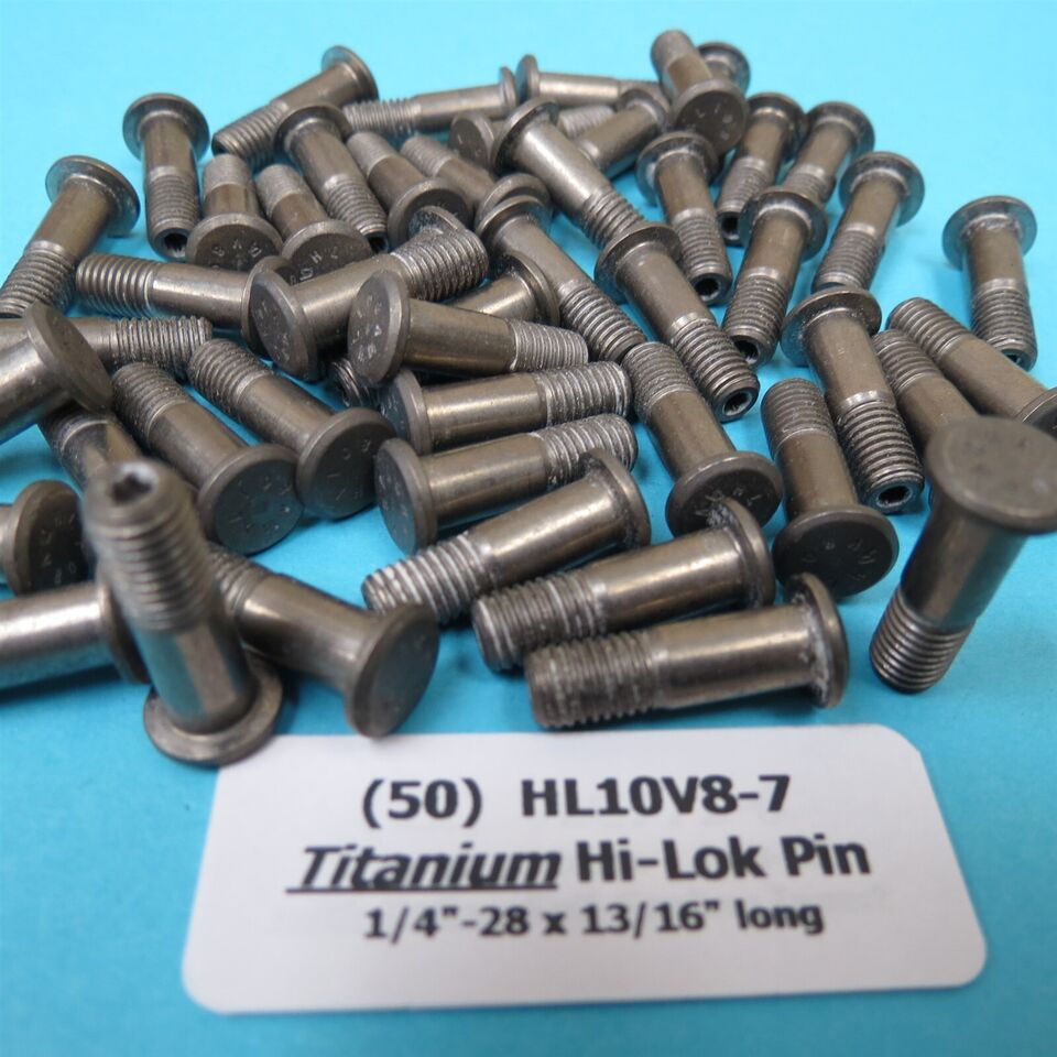 (50 New) Titanium 1/4”-28 x 13/16” Long Hi-Lok Pin Bolt HL10V8-7 ...