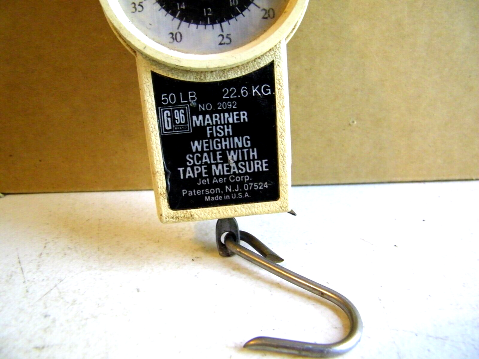 Vintage 50 Lb Mariner Fish Weighing Scale With Tape Measure G96 No ...