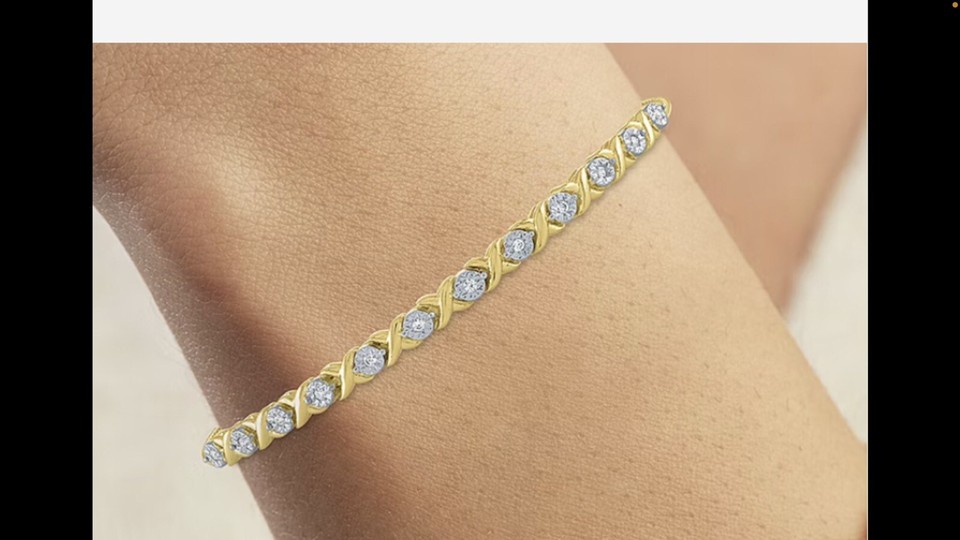 14kt gold over sterling silver 1/10 CT TW diamond bracelet | eBay