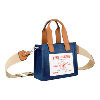 TRUE RELIGION TR Mini Denim Tote Bag Purse Crossbody Dark Denim ...
