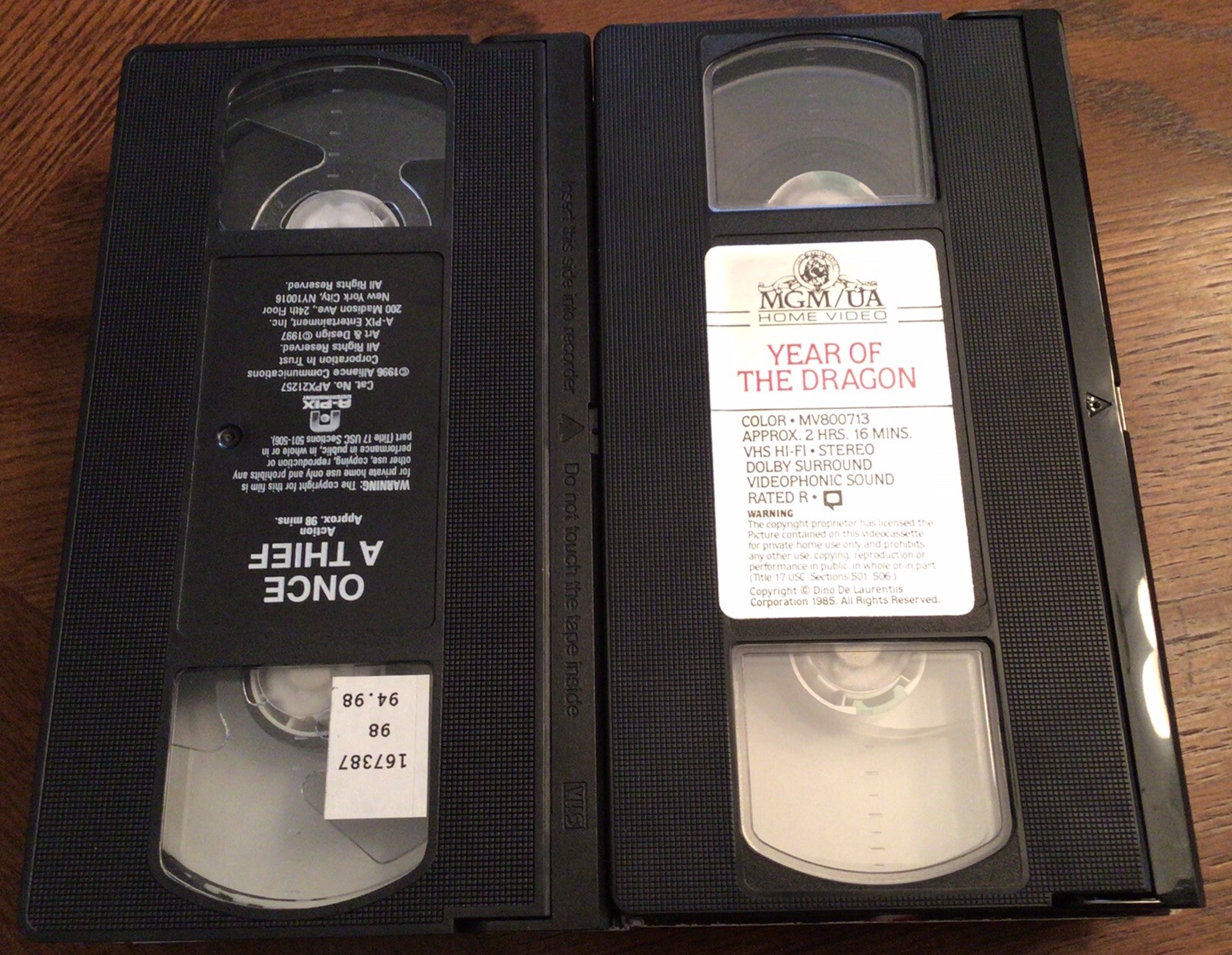 Year of the Dragon (VHS, 1985)/John Woo’s Once A Thief (VHS, 1997) 2 ...