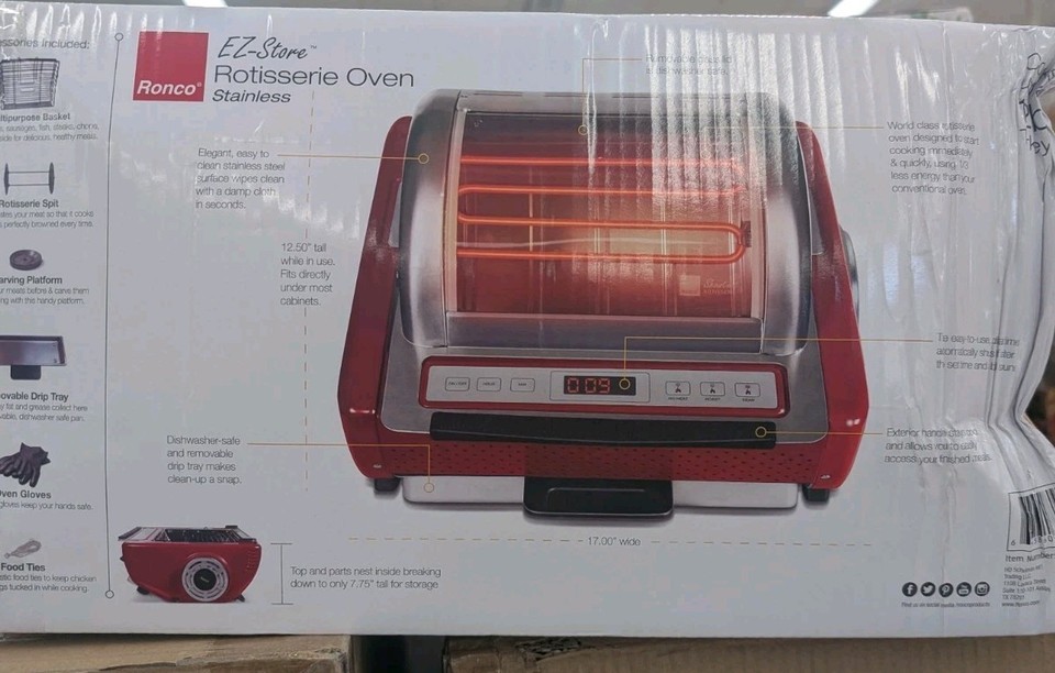RONCO Easy Store Rotisserie Oven In Red 5250 Stainless Steel | eBay