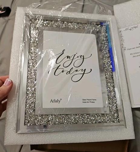 Diamond Crush Photo Frame 5x7 Inch Picture Glitter Sparkle Mirror Glass ...