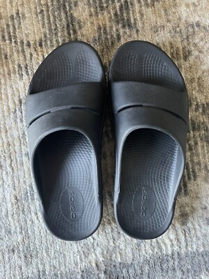 Womens 7 (Men/Youth 5) OOFOS OOhaa Sport Slide Sandals Black Slip On | eBay