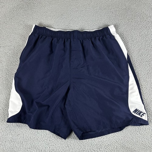 Nike Shorts Mens 2XL Blue/White 100% Polyester Mesh Lined Elastic Waist ...