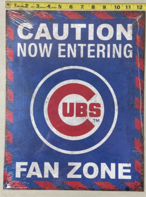 Caution Chicago Cubs Fan Zone Metal Tin Sign Bar Man Cave Garage 16 X ...