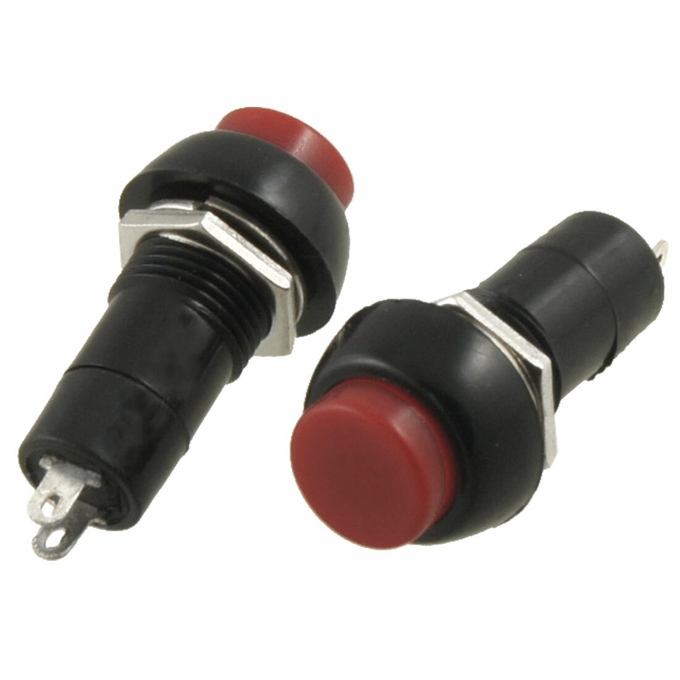 2pcs Currently Push Button 2 Pin OFF-(ON) N/O Round Normally Open AC ...