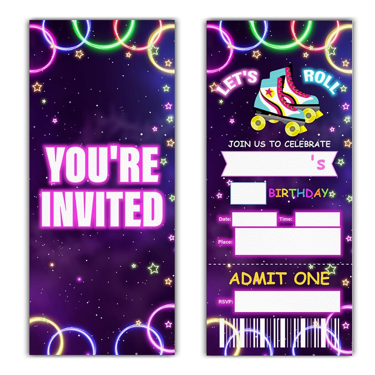 Roller Skating Ticket Invitations