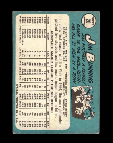 1965 Topps Set-Break # 20 Jim Bunning AUTO *GMCARDS* | eBay