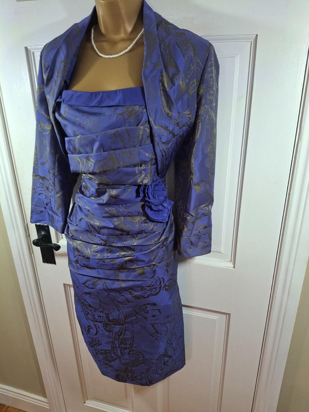 Presen De Luxe Gold & Purple Floral Mother Of Bride Outfit, UK 16 18 ...