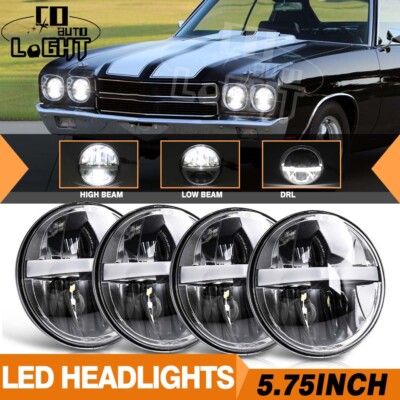 4Pcs For Chevy Chevelle 1964-1970 5.75" 5-3/4" Halo LED Headlights High ...