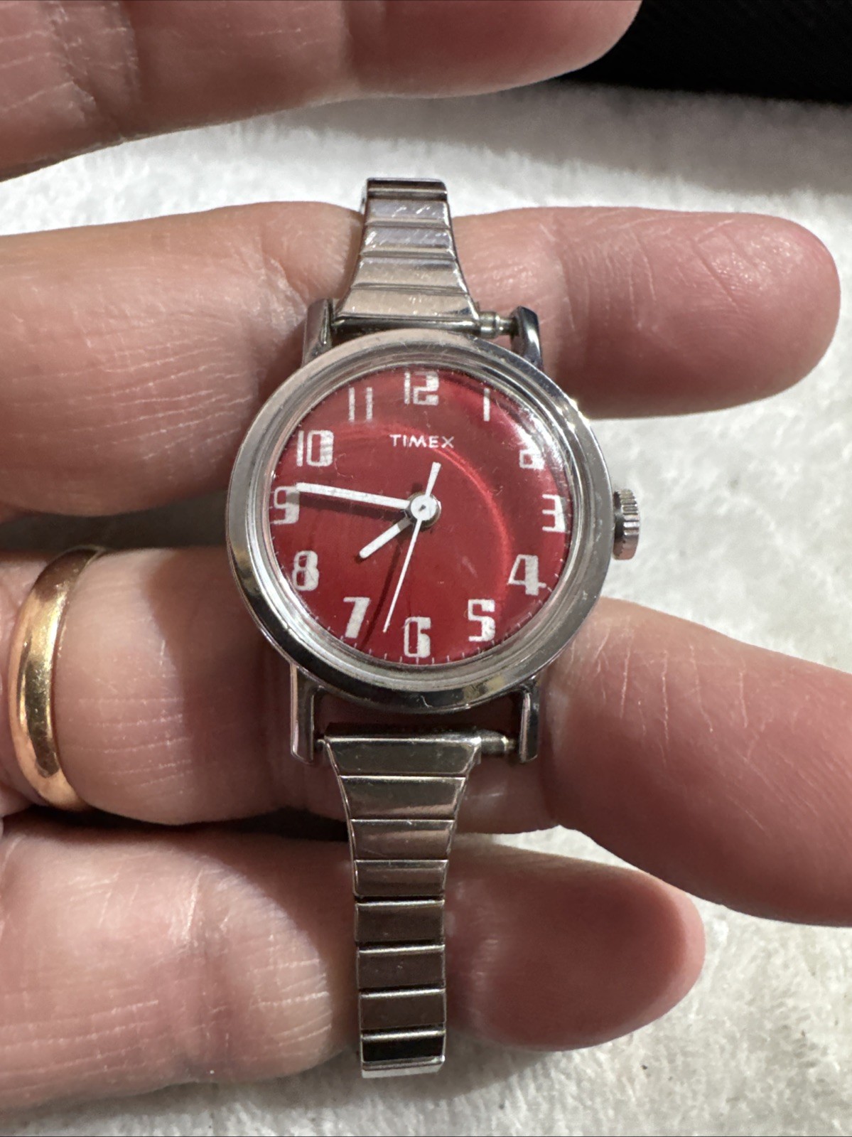 Vintage Timex Ladies Red Face Wrist Watch 60s Working - Gem