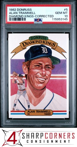 1982 DONRUSS DIAMOND KINGS #5 ALAN TRAMMELL HOF CORRECTED PSA 10 | eBay