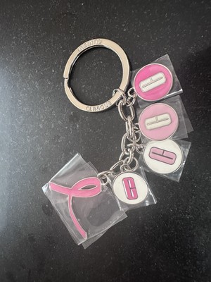 New Breast Cancer Awareness Pink Ribbon Clinique Charms Keyring ...