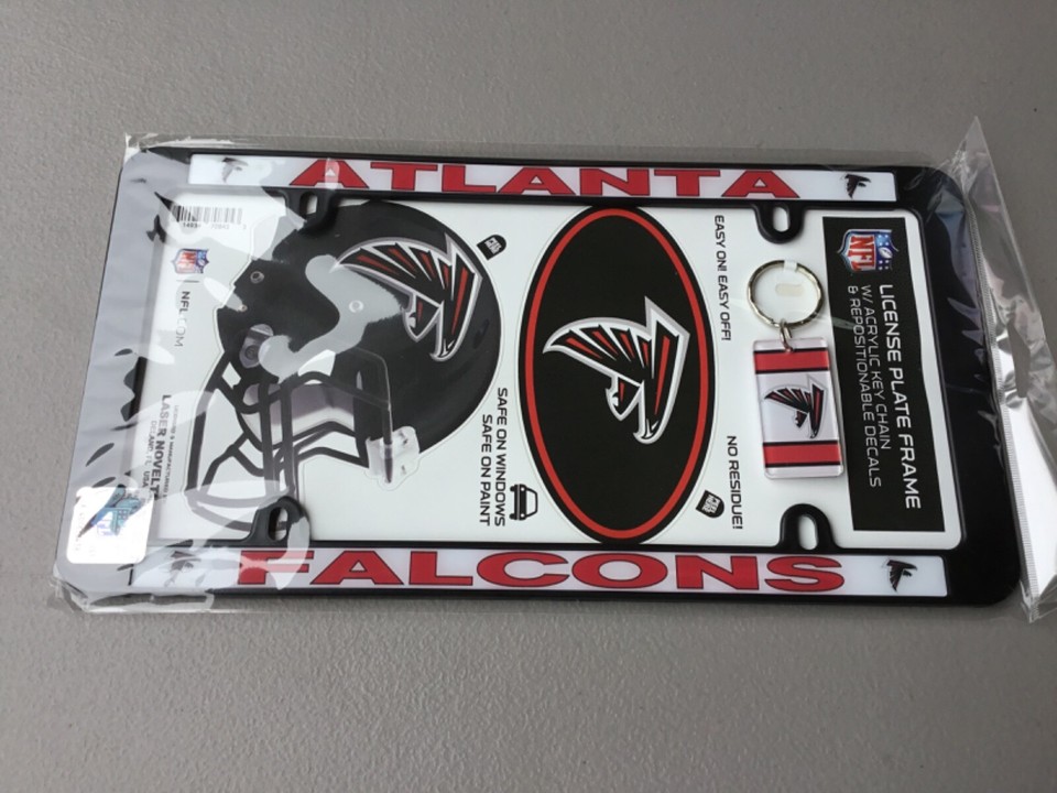 NFL Atlanta Falcons License Plate Frame w/ Acrylic Key Chain & Decals ...