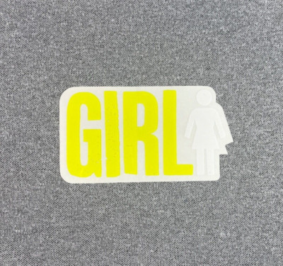 GIRL "GIRL" Skateboard Sticker Yellow-White 4.24" | eBay