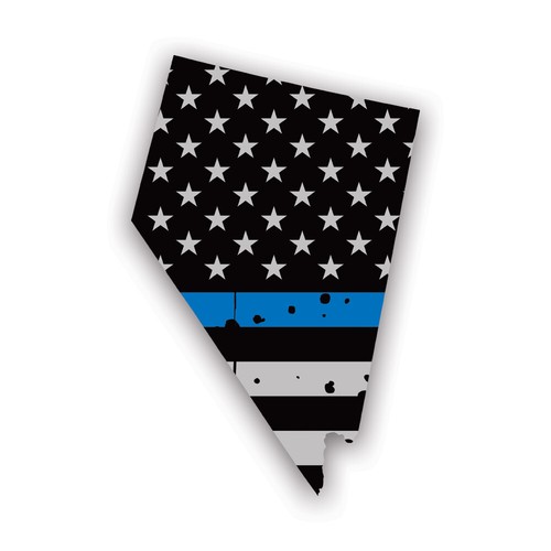 Distressed Nevada State Shaped Subdued US Flag Thin Blue Line Sticker ...