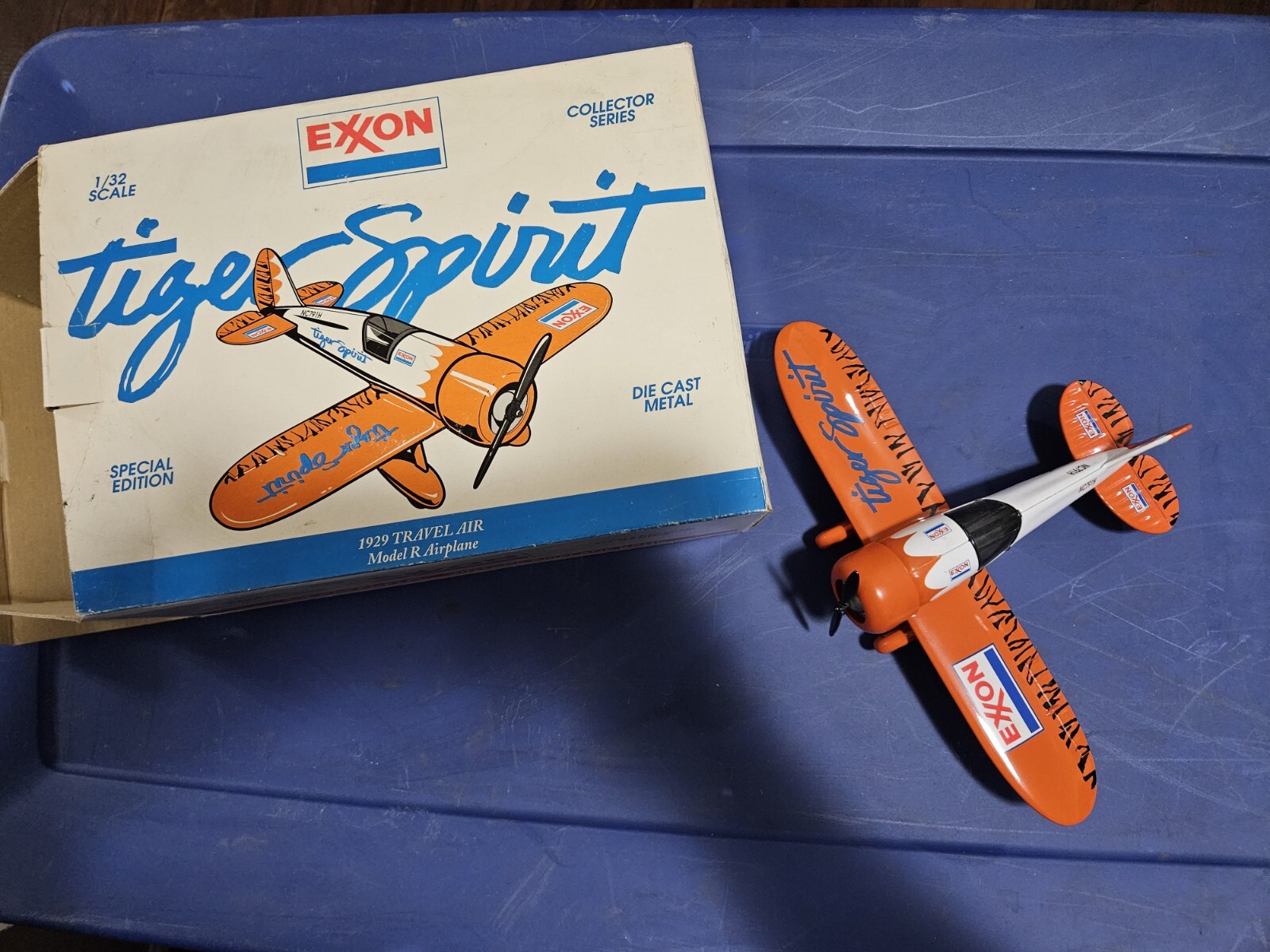 EXXON "Tiger Spirit" 1929 Die Cast Metal Travel Air Airplane Bank Model ...