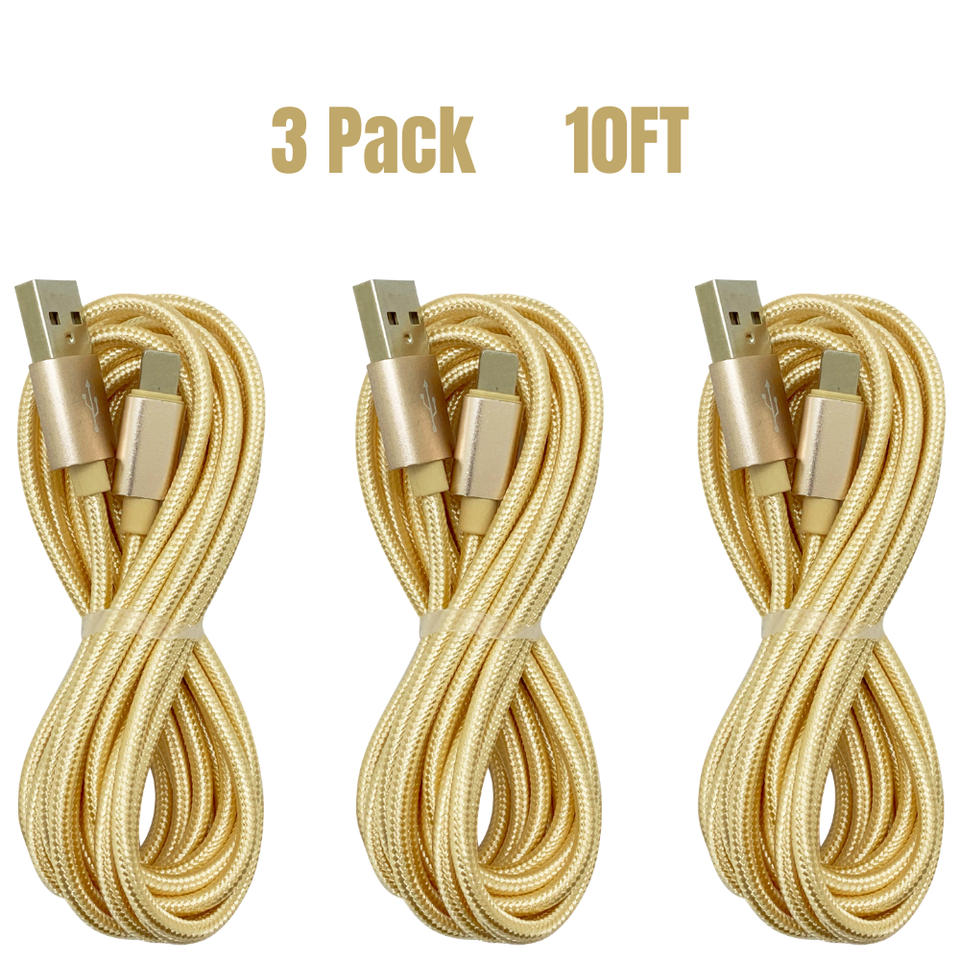 10Ft Long USB Fast Charger Cable For iPhone 14 13 12 11 8 Braided ...