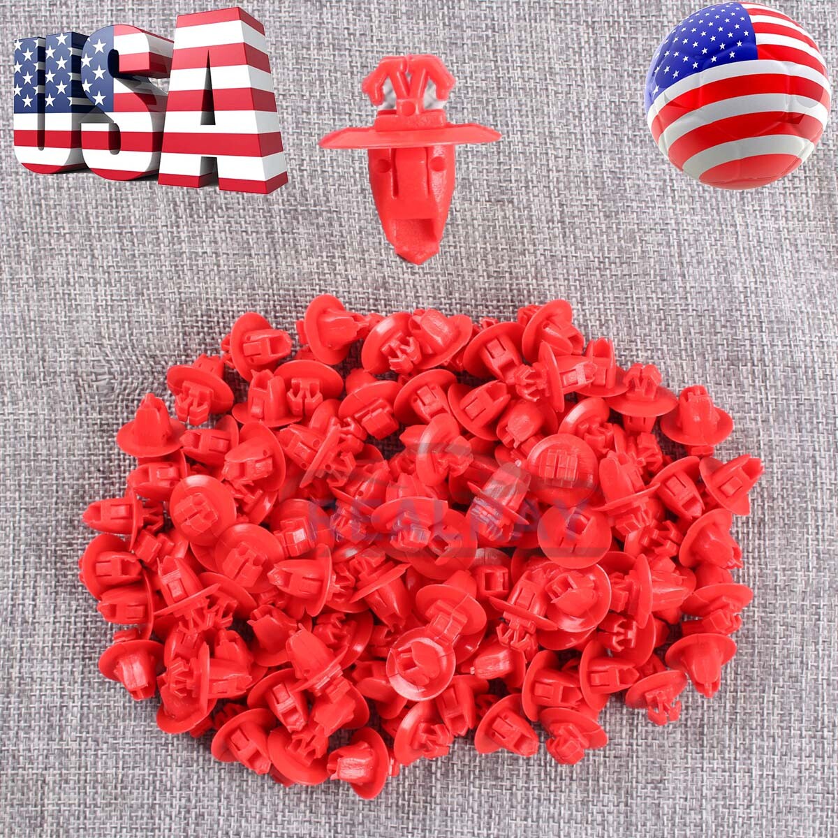 100 Red Mudguard Fender Flare Moulding Retainer Clips For Toyota ...