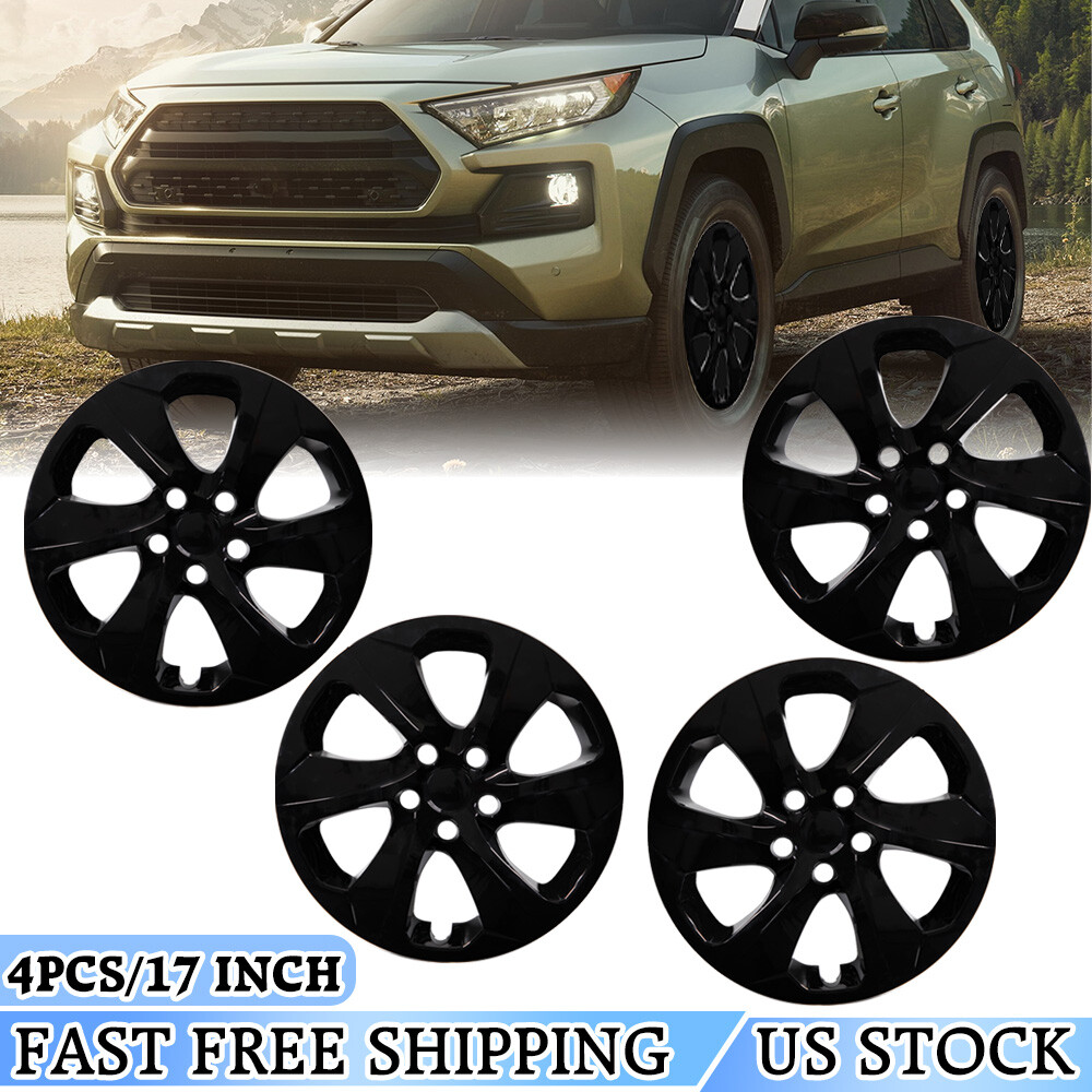 17'' Hubcaps For 2019-2024 TOYOTA RAV4 17 inch Wheel Covers Black Set ...